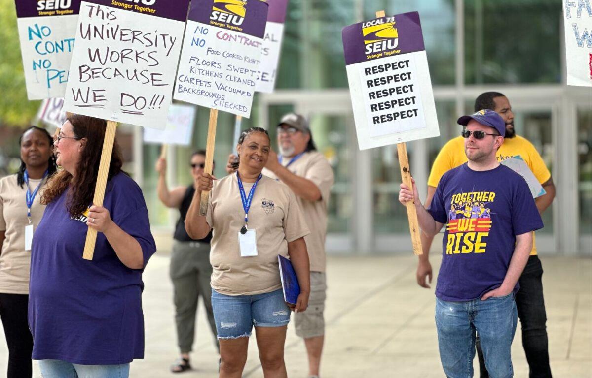 Food service and building service workers continue strike on and around ...